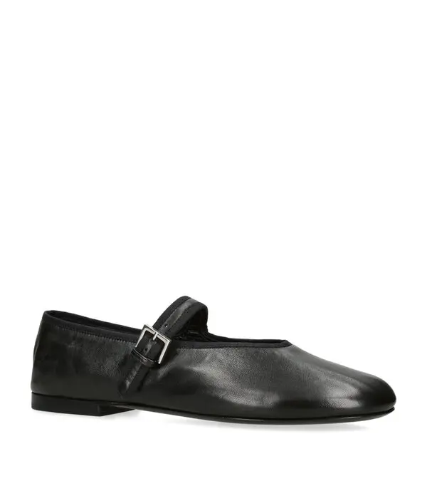 THE ROW Boheme Leather Mary Jane Flats - Black