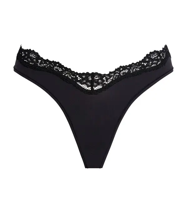 SKIMS Lace-trim Fits Everybody Dipped Thong - Black