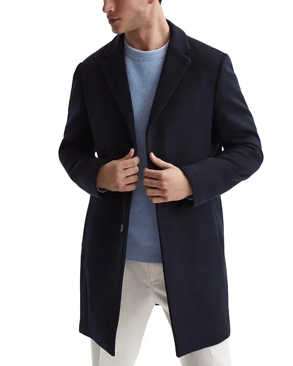 REISS Gable Overcoat - Navy