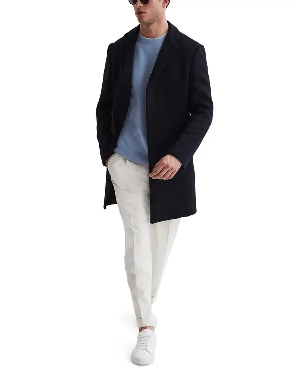 REISS Gable Overcoat - Navy