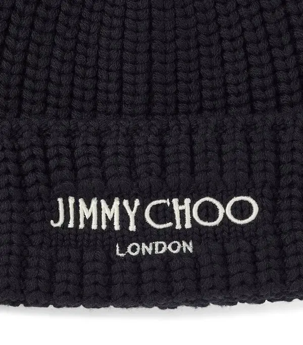 JIMMY CHOO Yuki Virgin Wool Beanie - Black