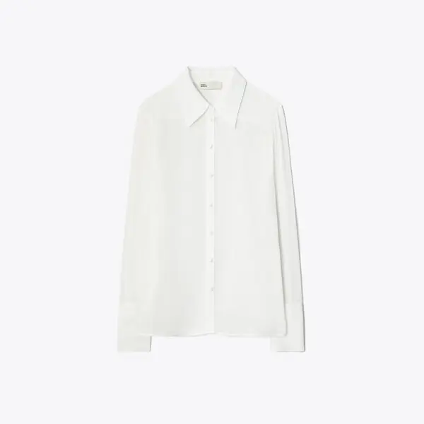 Tory Burch Cuffed Viscose Shirt - Marshmallow
