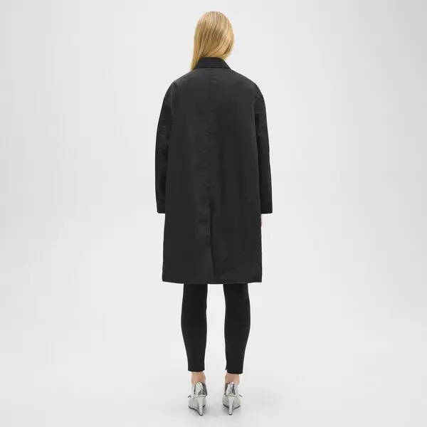 Theory A-Line Car Coat In Recycled Nylon In Black - 40% Off
