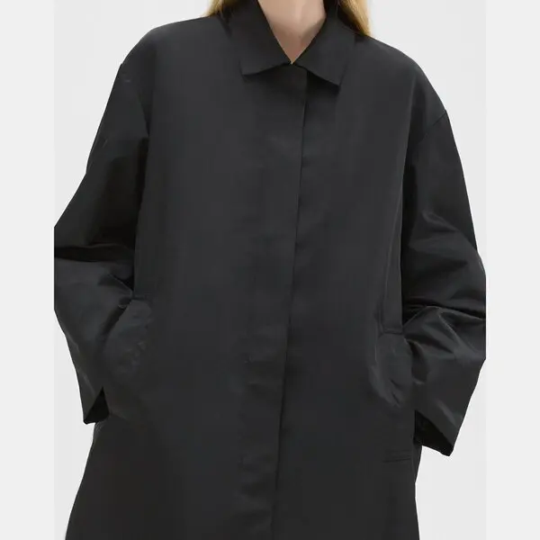 Theory A-Line Car Coat In Recycled Nylon In Black - 40% Off