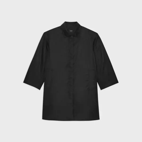 Theory A-Line Car Coat In Recycled Nylon In Black - 40% Off