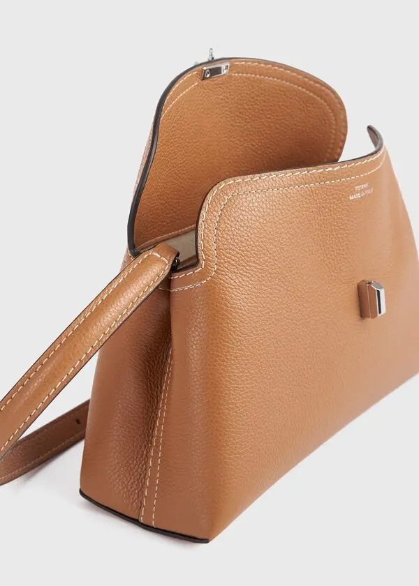 TOTEME T-lock Grained-leather Clutch - Brown