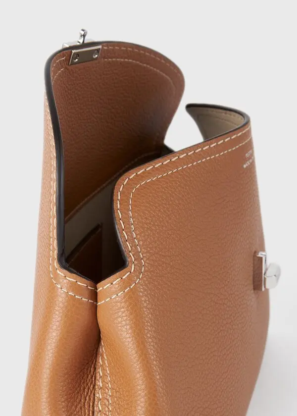 TOTEME T-lock Grained-leather Clutch