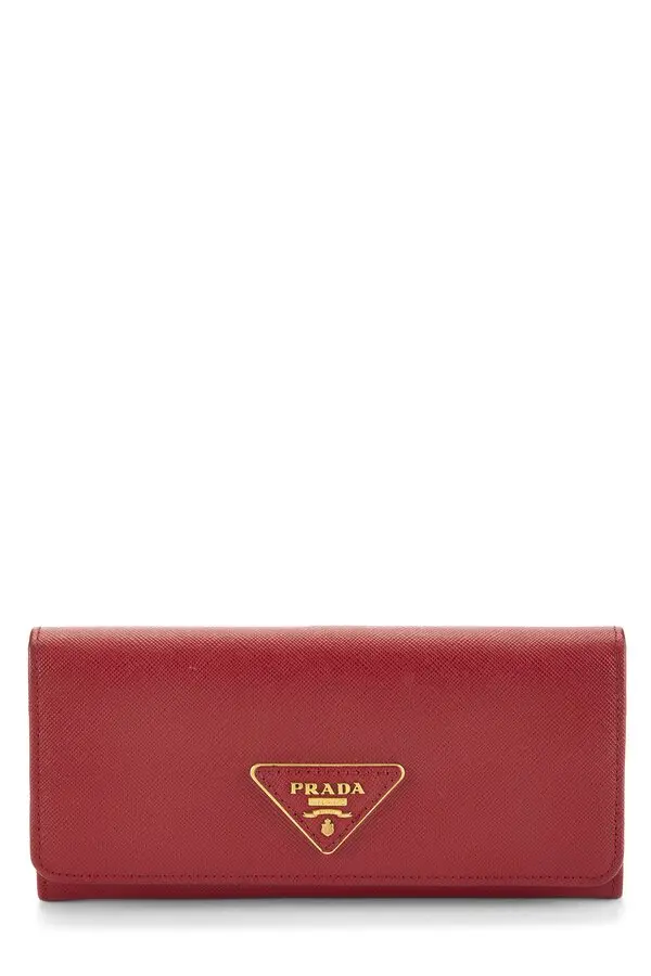 Prada Saffiano Continental Wallet - Red