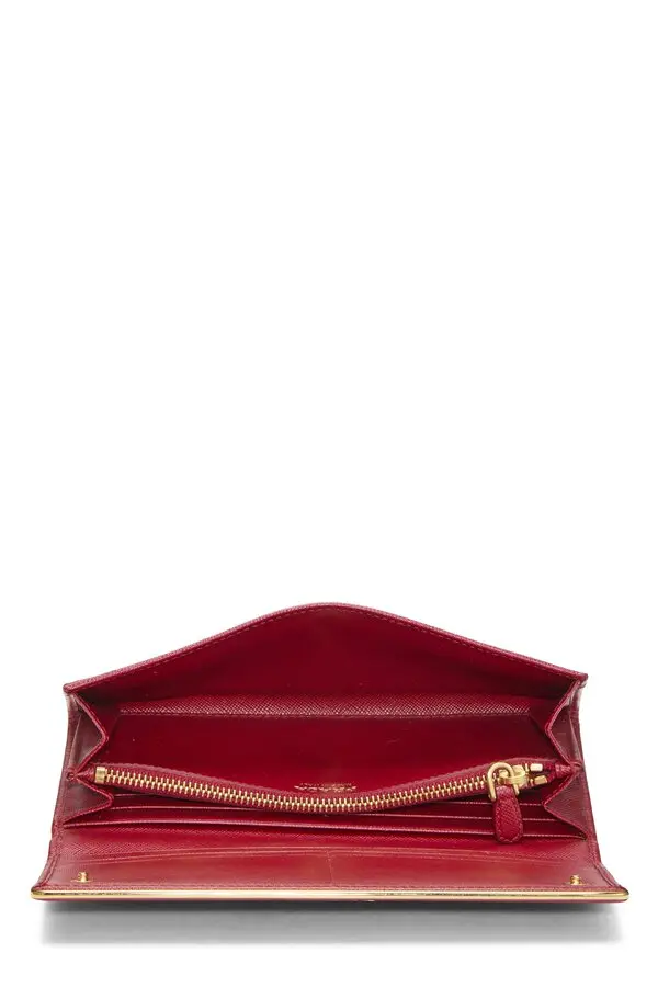 Prada Saffiano Continental Wallet - Red