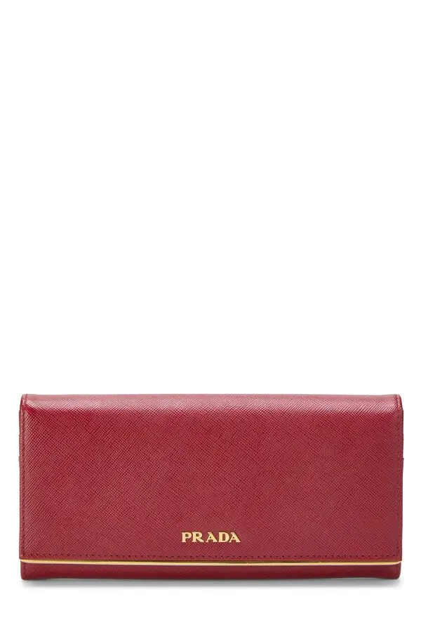 Prada Saffiano Continental Wallet - Red