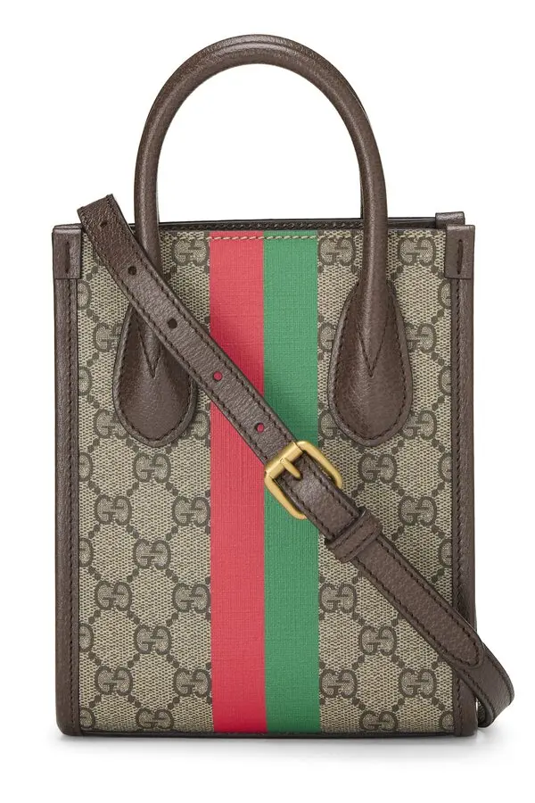 Gucci Gg Supreme Tiger Print Tote - Brown