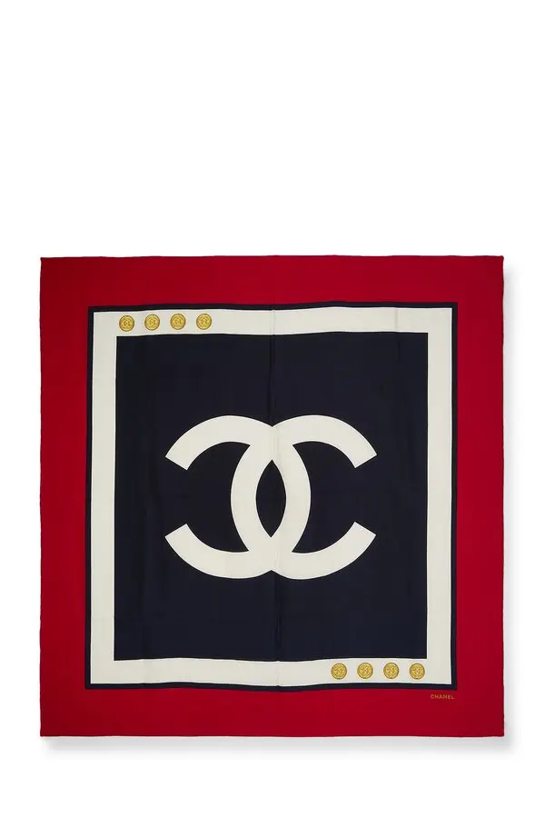 Chanel Multicolor Silk 'cc' Scarf - Multi