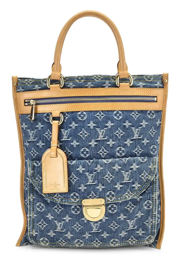 LOUIS VUITTON Monogram Denim Flat Shopper - Blue