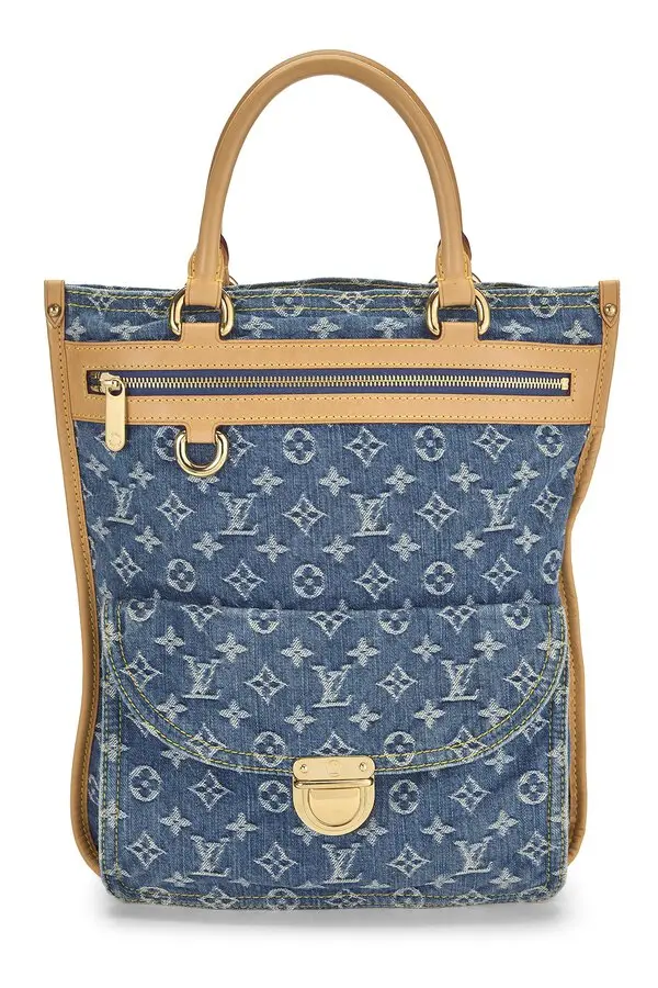 LOUIS VUITTON Monogram Denim Flat Shopper - Blue