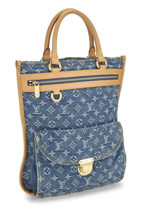 LOUIS VUITTON Monogram Denim Flat Shopper - Blue