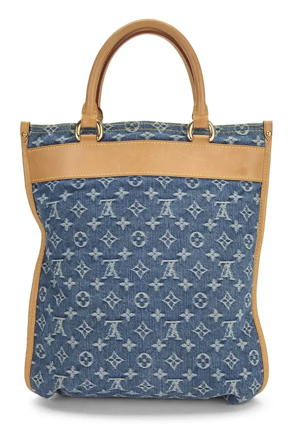 LOUIS VUITTON Monogram Denim Flat Shopper - Blue