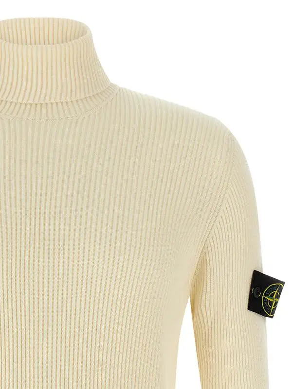 Stone Island Wool High Neck Sweater - White