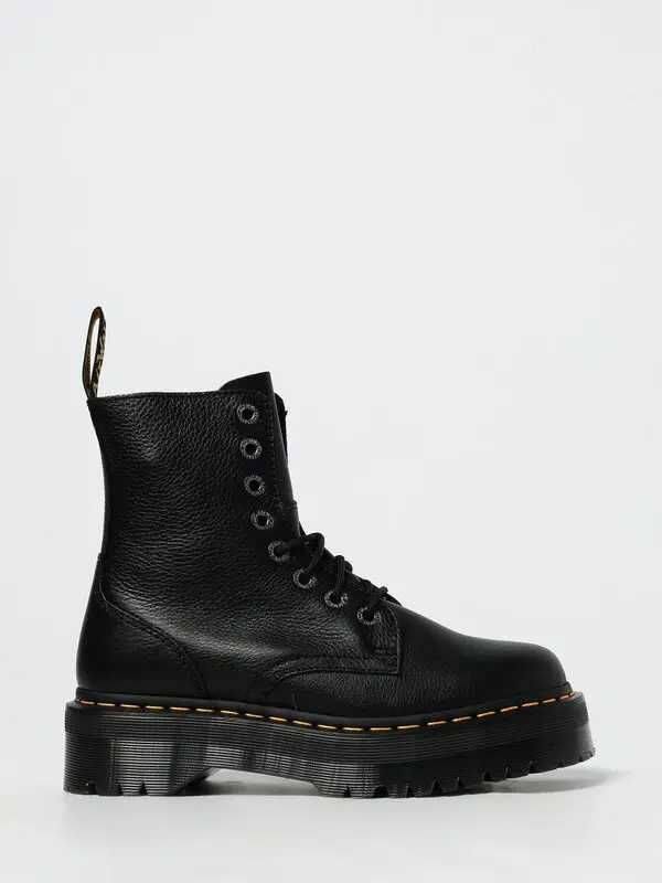 Dr. Martens Jadon Iii Pebbled Leather Platform Combat Boots - Black
