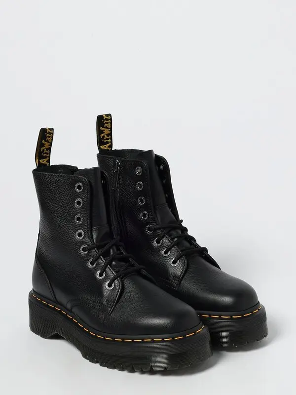 Dr. Martens Jadon Iii Pebbled Leather Platform Combat Boots - Black
