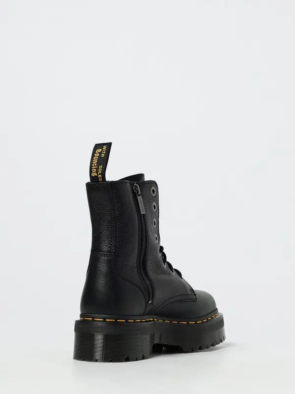 Dr. Martens Jadon Iii Pebbled Leather Platform Combat Boots - Black
