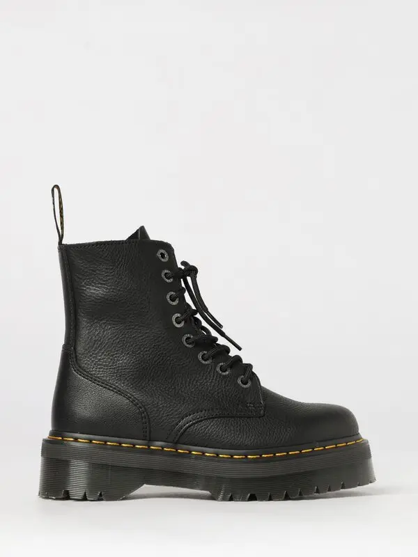 Dr. Martens Jadon Iii Pebbled Leather Platform Combat Boots - Black