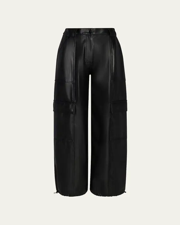 Simkhai Luxe Vegan Leather Cargo Pants - Black