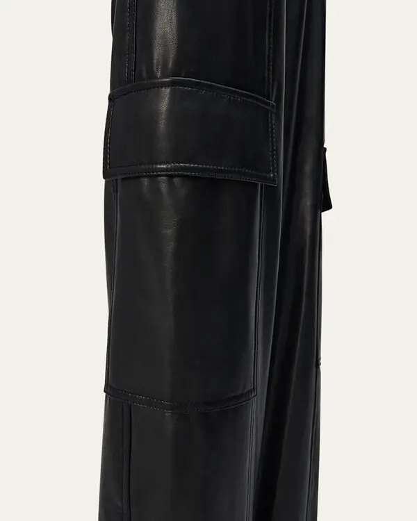 Simkhai Luxe Vegan Leather Cargo Pants - Black