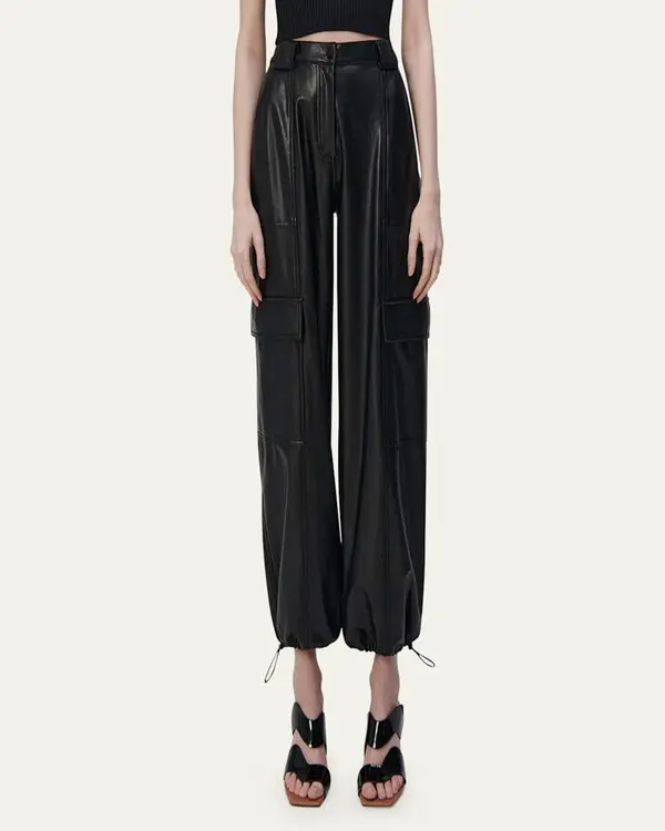 Simkhai Luxe Vegan Leather Cargo Pants - Black