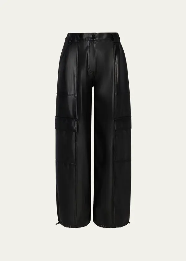 Simkhai Luxe Vegan Leather Cargo Pants - Black