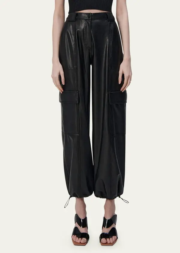 Simkhai Luxe Vegan Leather Cargo Pants - Black