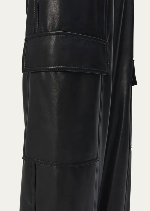 Simkhai Luxe Vegan Leather Cargo Pants - Black