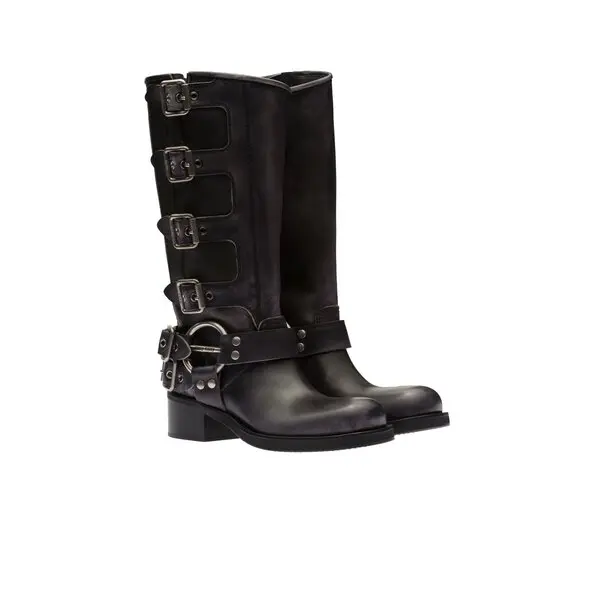 Miu Miu Leather Boots - Black