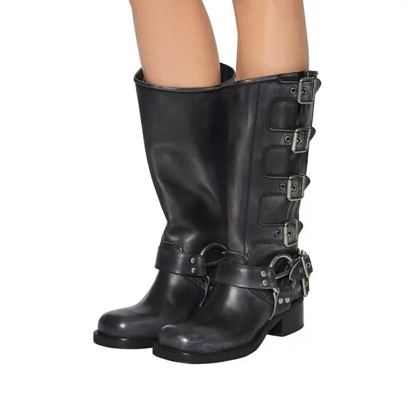 Miu Miu Leather Boots - Black