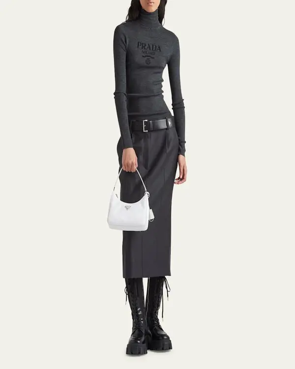 Prada Intarsia Logo Turtleneck Sweater - Antracite
