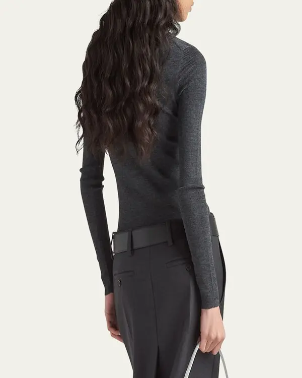 Prada Intarsia Logo Turtleneck Sweater - Antracite