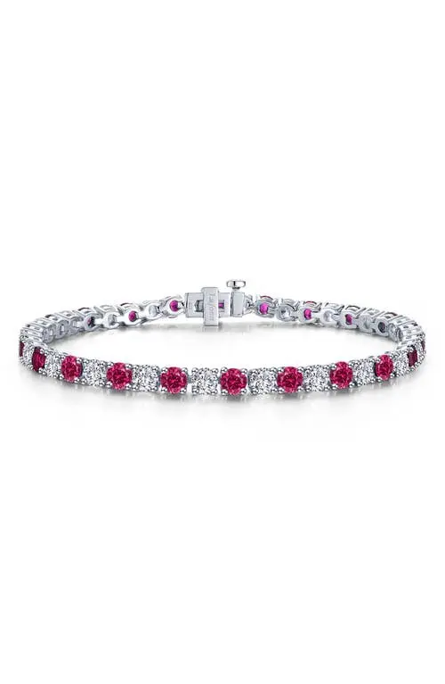 Lafonn Alternating Simulated Diamond Tennis Bracelet - Red/ Silver