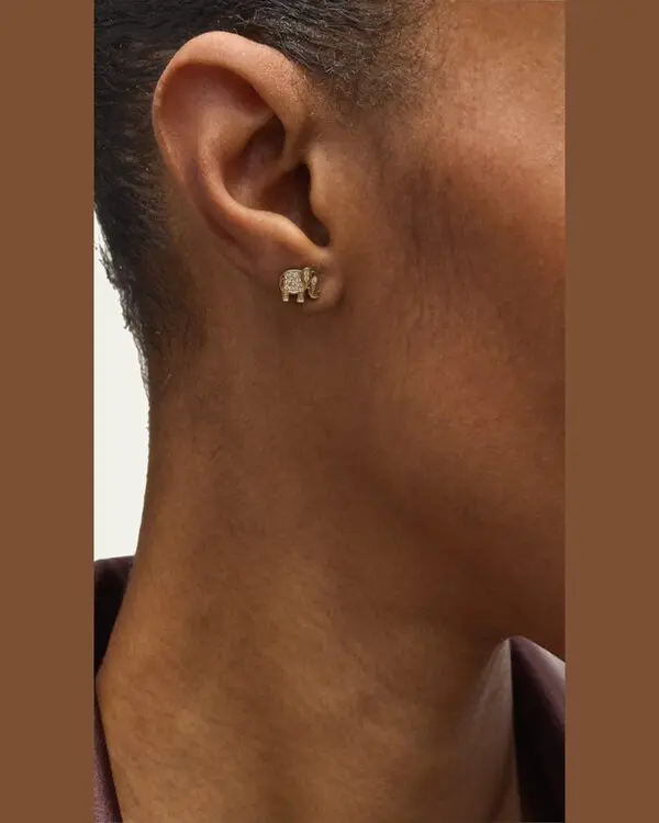 SYDNEY EVAN 14k Yellow Diamond Elephant Stud Earring - Gold