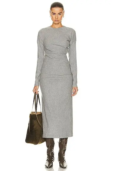 TOTEME Twisted Flannel Dress In Grey