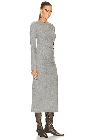 TOTEME Twisted Flannel Dress In Grey