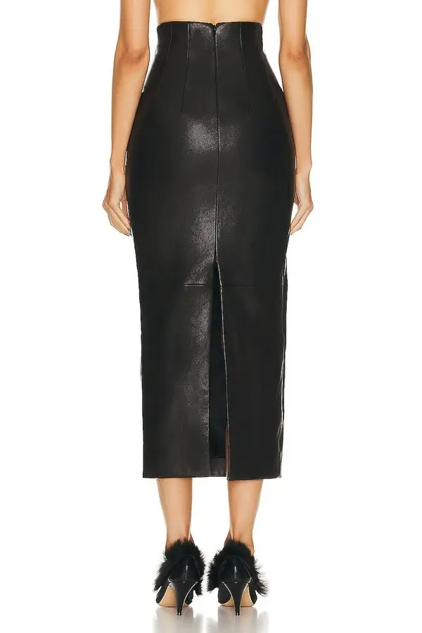 Khaite Loxley Leather Skirt - Black