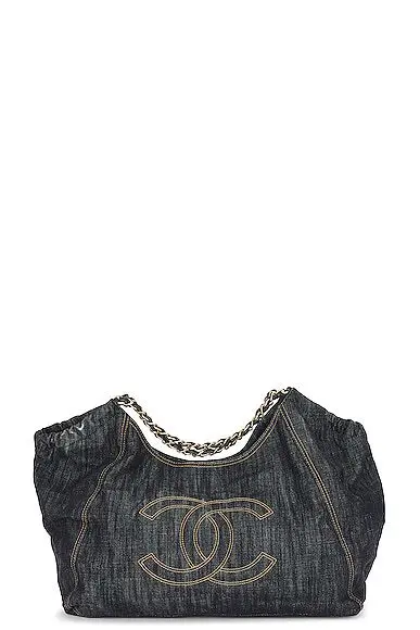 Chanel Coco Cabas Denim Large Hobo Bag In Blue
