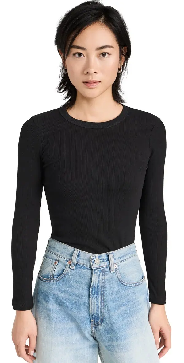 LESET Kelly Slim Fit Long Sleeve Top - Black