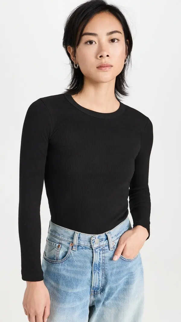 LESET Kelly Slim Fit Long Sleeve Top - Black