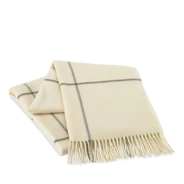 LANDS DOWNUNDER Charm Lambswool Cashmere Throw - Ecru/taupe