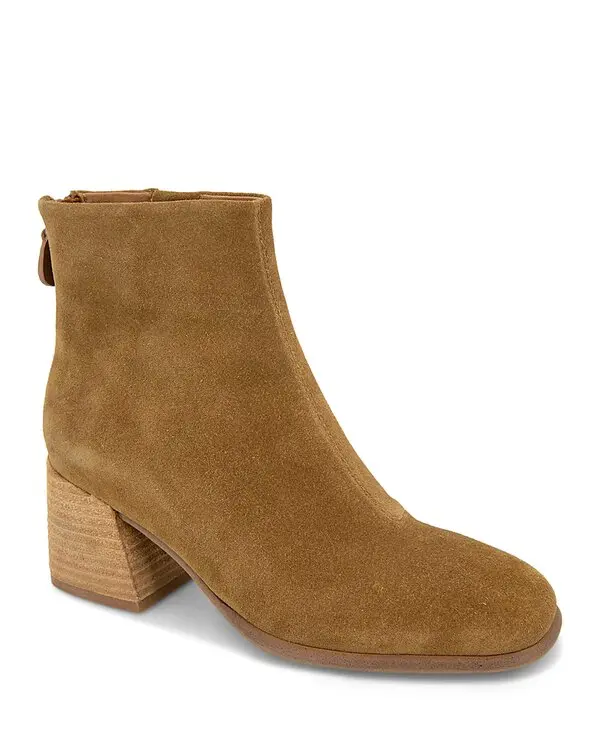 KENNETH COLE Sandryn Block Heel Ankle Boots - Tobacco Suede