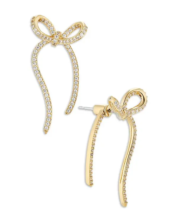 Nadri Pave Bow Front To Back Earrings - Gold