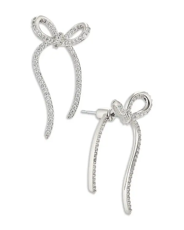 Nadri Pave Bow Front To Back Earrings - Silver