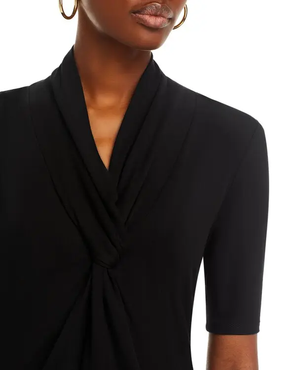 T Tahari Elbow Sleeve Twist Front Top