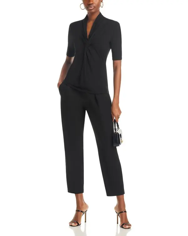 T Tahari Elbow Sleeve Twist Front Top