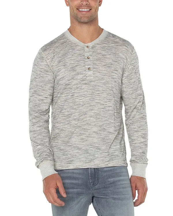 LIVERPOOL Slim Fit Henley - Cream Gray